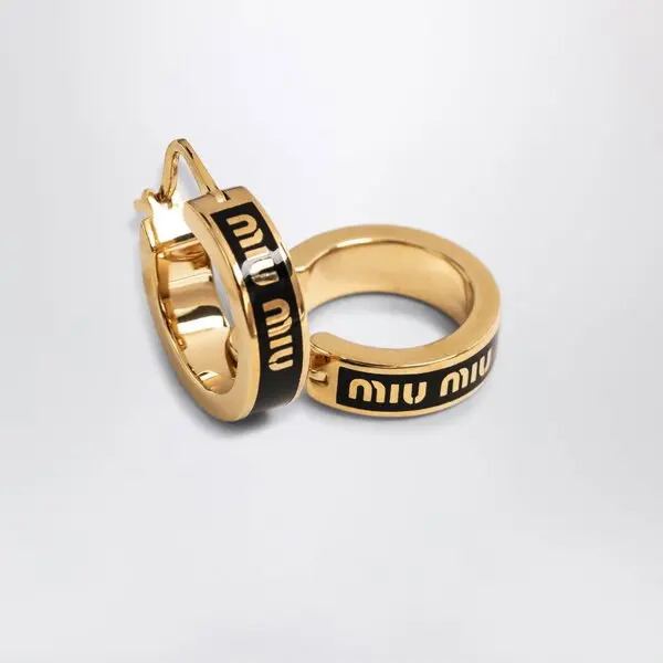 Miu Miu Enameled Metal Earrings - Black