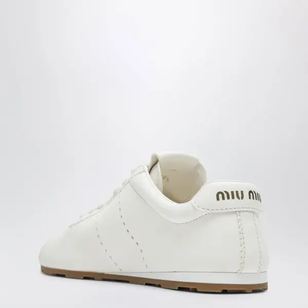 Miu Miu Plume Ivory Nappa Sneakers - White