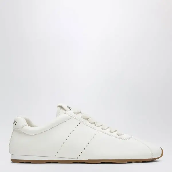 Miu Miu Plume Ivory Nappa Sneakers - White