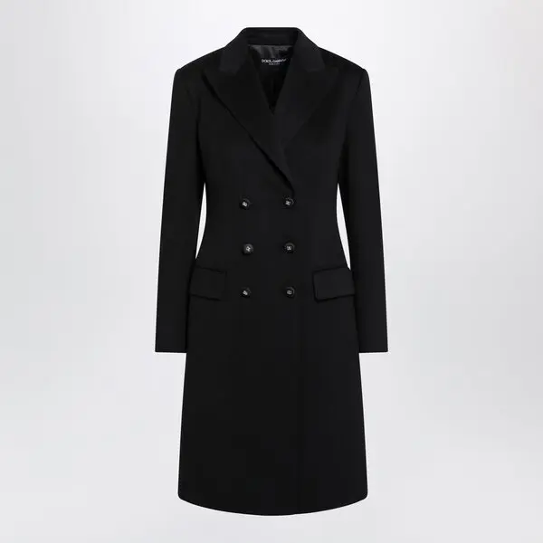 Dolce & Gabbana Double-breasted Coat In Wool - Black