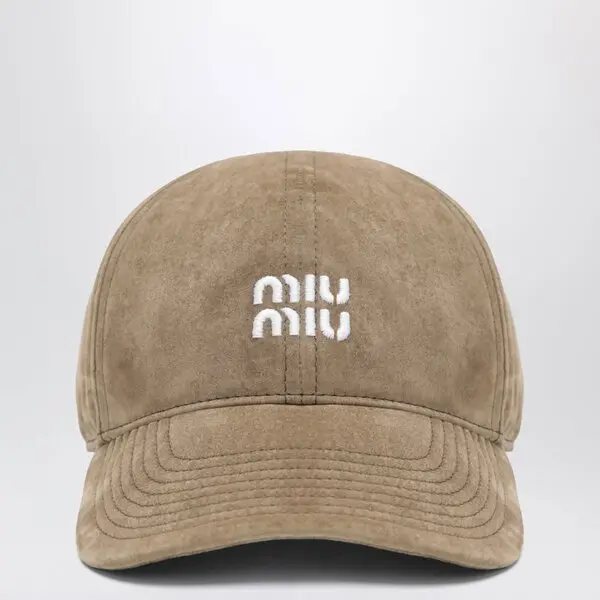 Miu Miu Sand And Black Cotton Baseball Cap