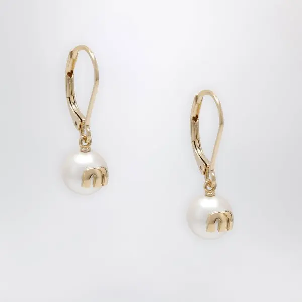 Miu Miu Gold Brass Drop Earrings