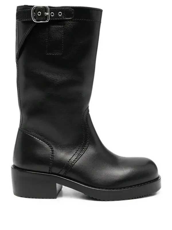 Dries Van Noten Stivali Biker In Pelle - Black