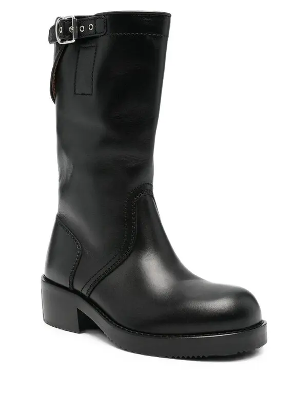 Dries Van Noten Stivali Biker In Pelle - Black