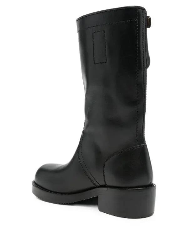 Dries Van Noten Stivali Biker In Pelle - Black