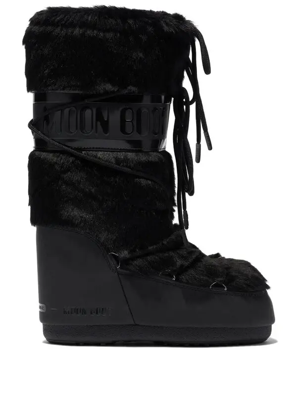 Moon Boot Stivali Icon In Ecopelliccia - Black