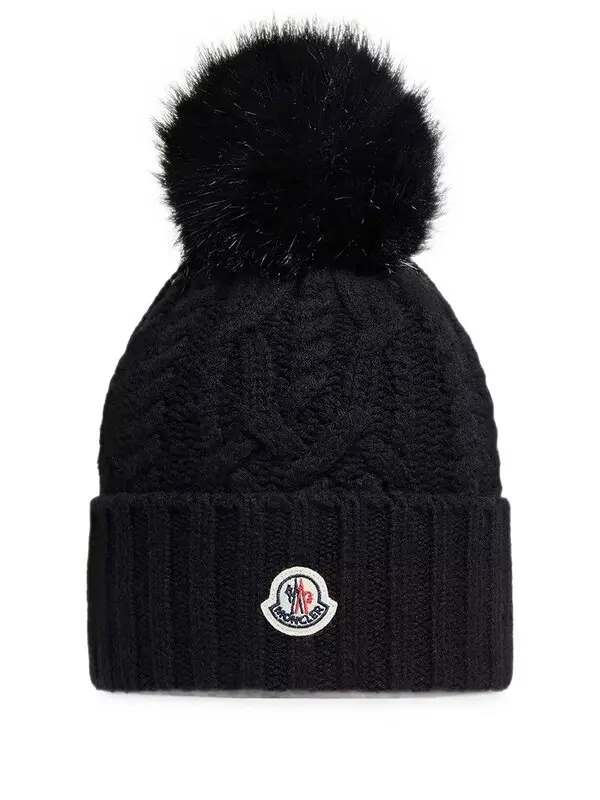 Moncler Berretto In Misto Lana E Cashmere Con Pon Pon