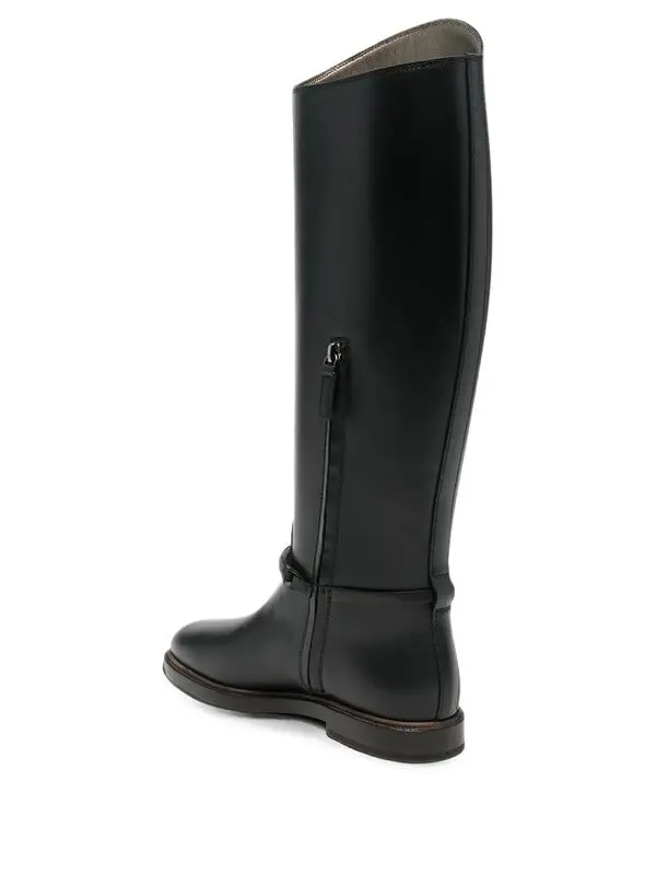 Brunello Cucinelli Stivali In Pelle Con Monile - Black