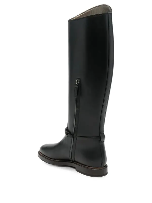 Brunello Cucinelli Stivali In Pelle Con Monile - Black
