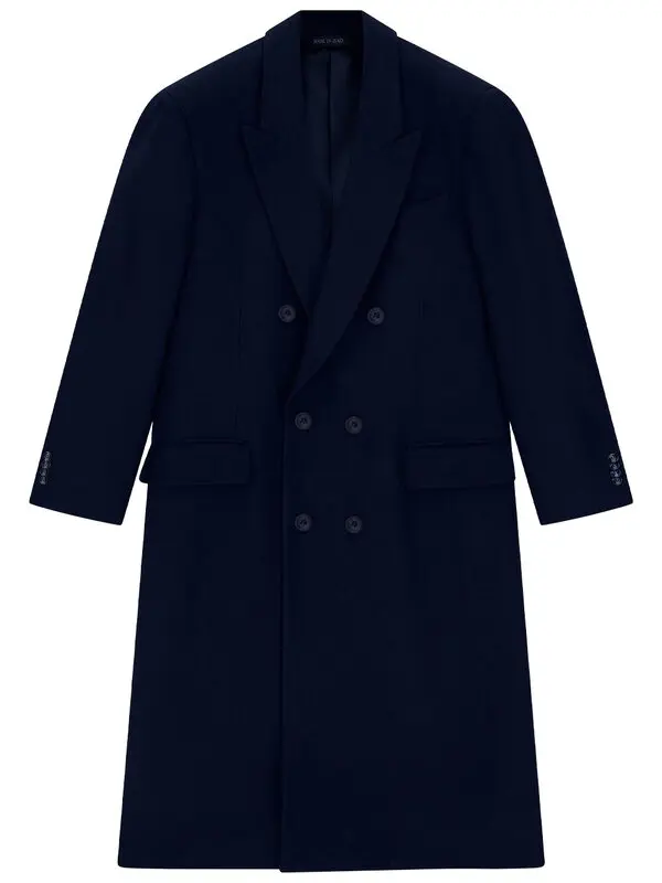 Giorgio Armani Cappotto In Lana Vergine E Cashmere Con Motivo Chevron - Blue