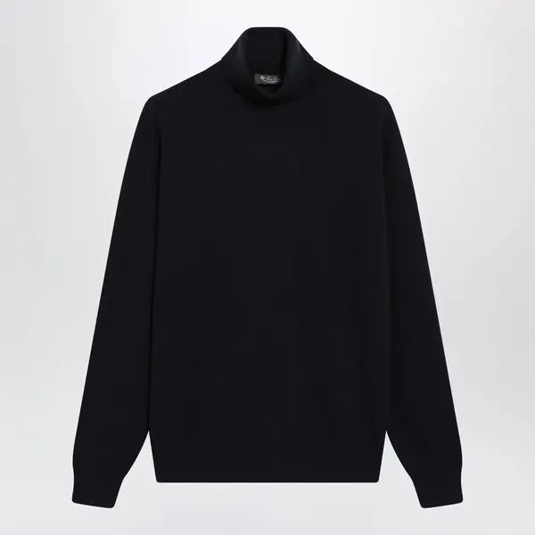 Loro Piana Classic Turtleneck In Navy Baby Cashmere - Blue