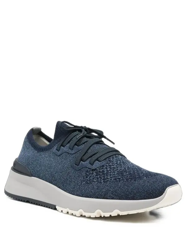 Brunello Cucinelli Sneakers Runner In Maglia Chiné Di Cotone