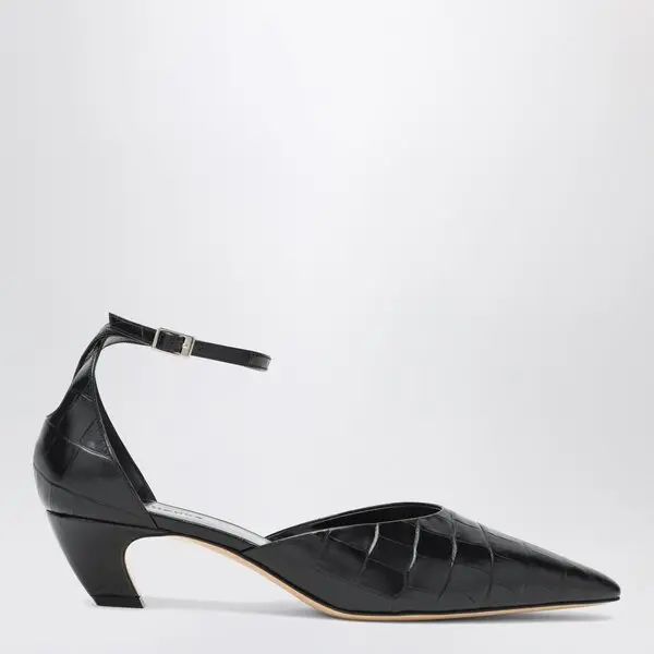 Le Monde Beryl Victoria Decollete With Crocodile Print - Black