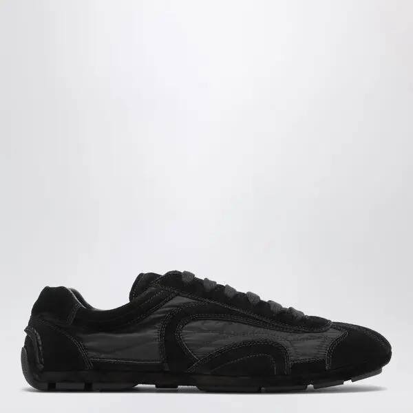 Prada Montecarlo Sneakers In Leather And Technical Fabric - Black