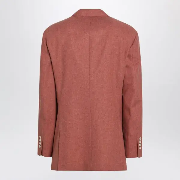 Brunello Cucinelli Peach Double-breasted Wool-blend Jacket
