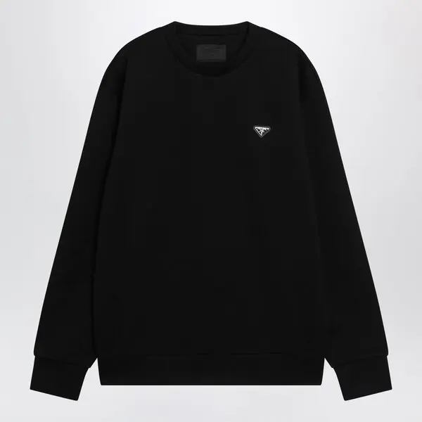 Prada Crewneck Sweatshirt In Technical Cotton - Black