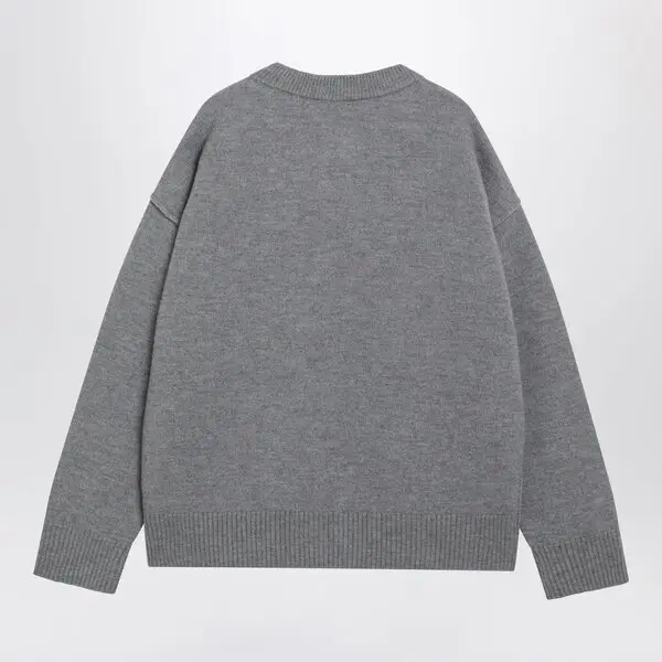 AMI Paris Grey De Coeur Cardigan - Gray