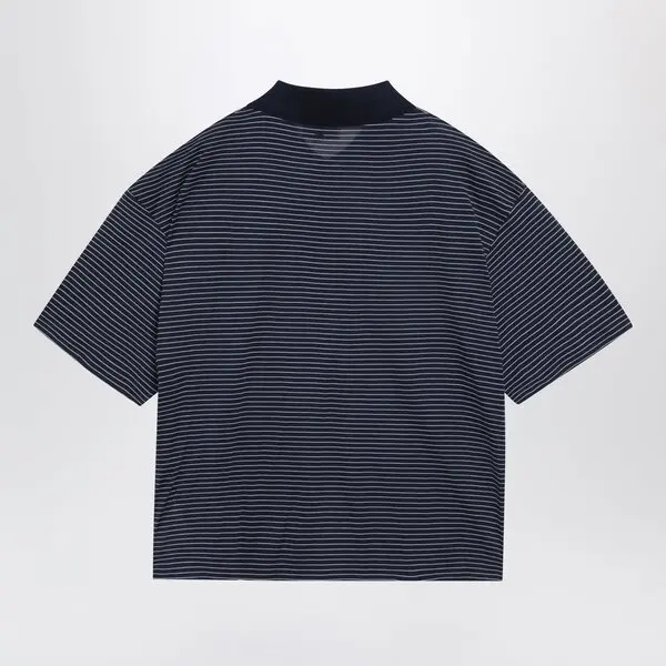 AMI Paris Blue/white Striped De Coeur Polo