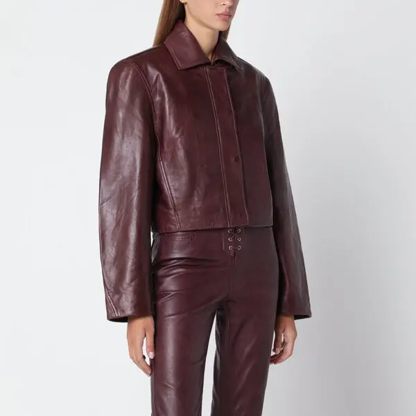 ROTATE BY BIRGER CHRISTENSEN Boxy Square Brown Leather Jacket