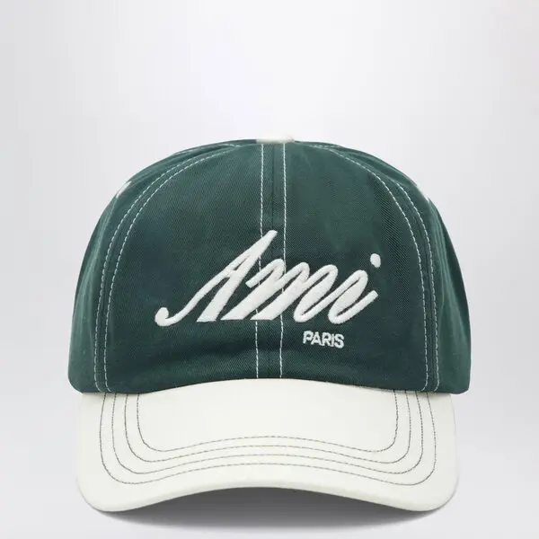 AMI Paris Signature Cotton Cap - Green