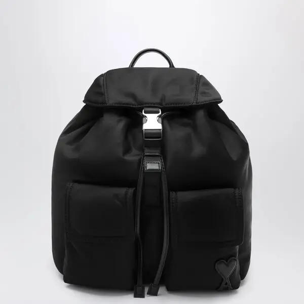 AMI Paris Marcel Small Nylon Backpack - Black
