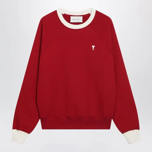 AMI Paris De Coeur Sweatshirt /ivory - Red