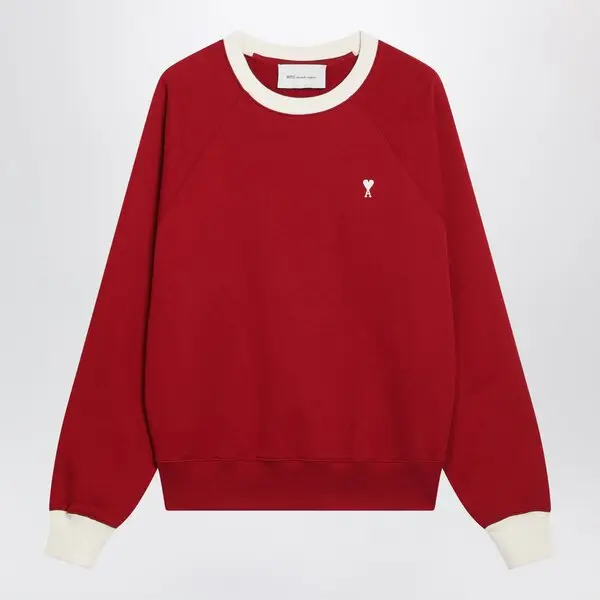AMI Paris De Coeur Sweatshirt /ivory - Red