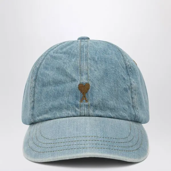 AMI Paris De Cå“ur Cotton Denim Cap - Blue