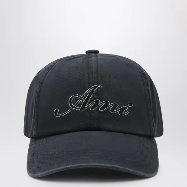 AMI Paris Faded Cotton Cap - Black
