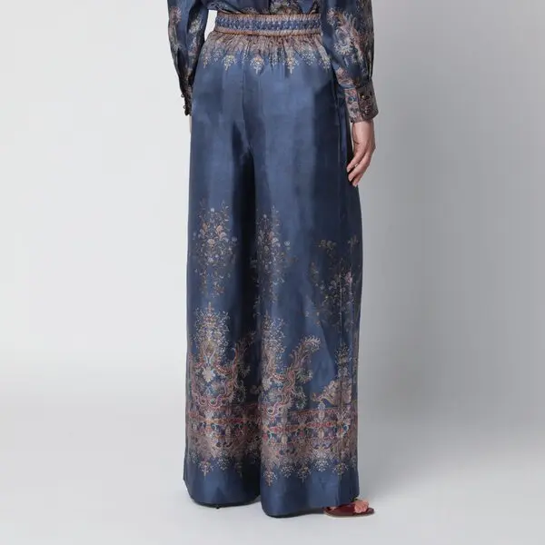 Zimmermann Valiant Navy Silk Trousers - Blue