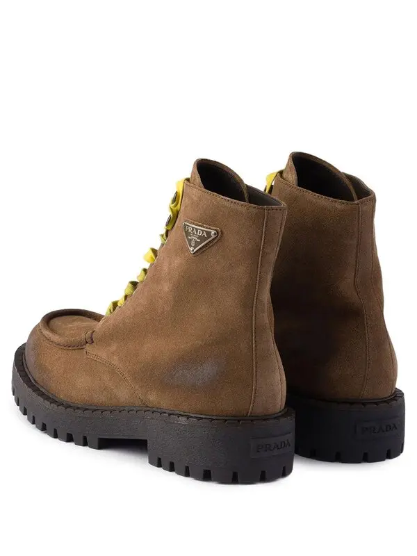 Prada Stivaletti Stringati In Pelle Scamosciata