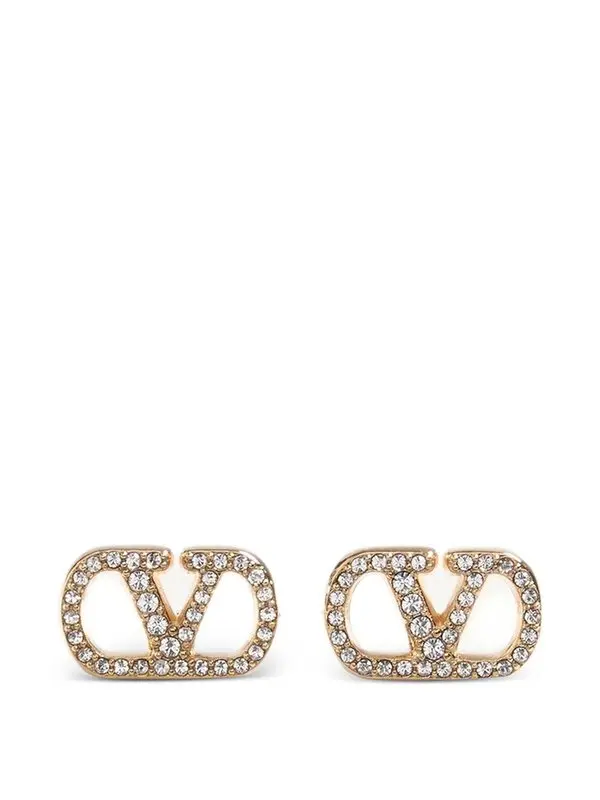 Valentino Garavani Orecchini Vlogo Signature In Metallo E Cristalli Swarovski - Silver