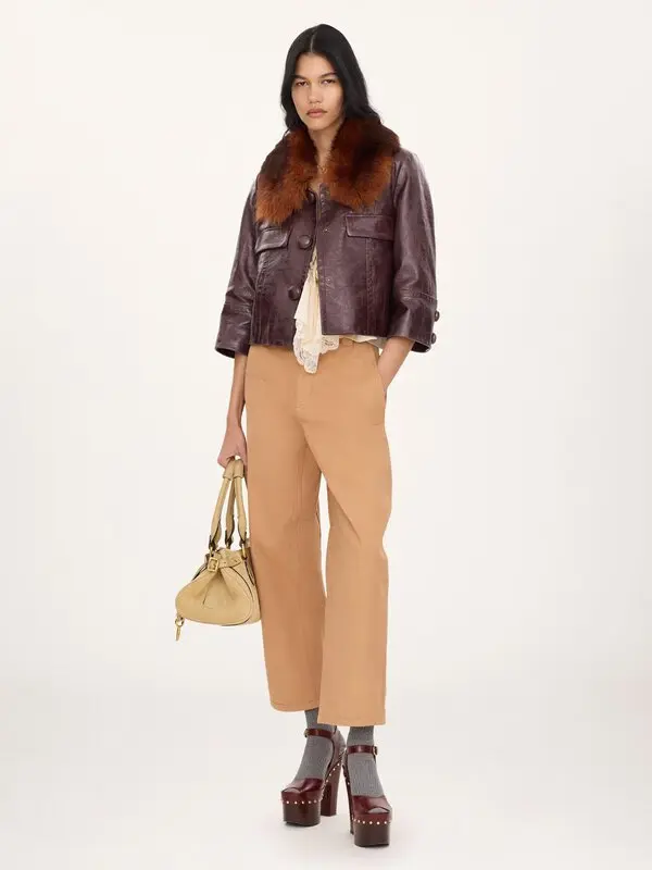 Chloé Giacca Corta In Pelle Con Colletto In Shearling Rimovibile - Multicolor