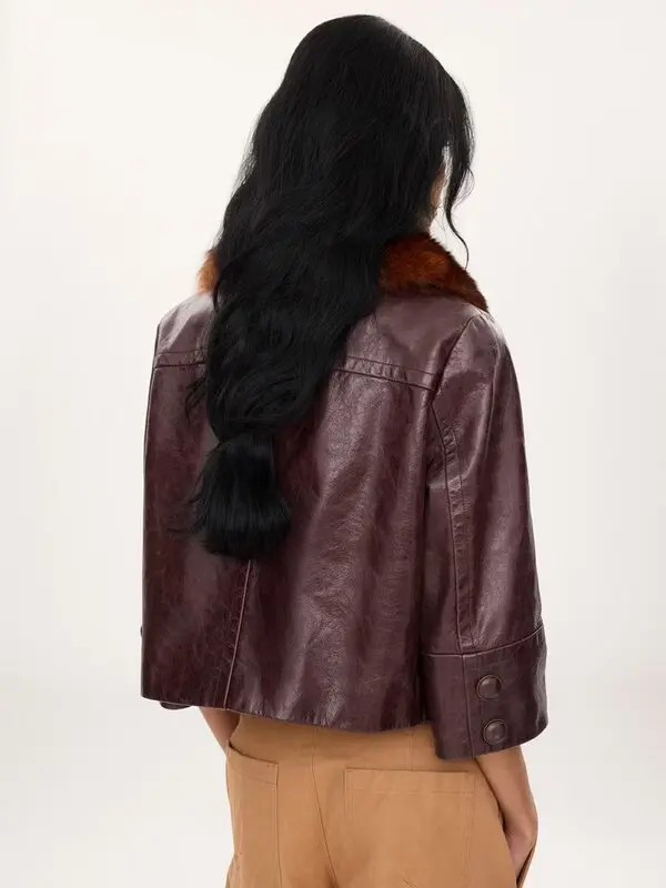 Chloé Giacca Corta In Pelle Con Colletto In Shearling Rimovibile - Multicolor