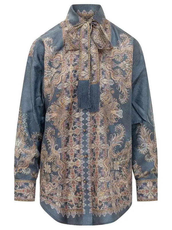 Zimmermann Camicia Valiant In Seta Paisley - Blue