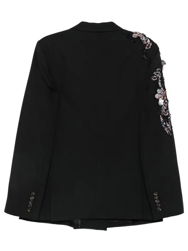 Dries Van Noten Giacca Doppiopetto Regular Fit Con Ricami - Black