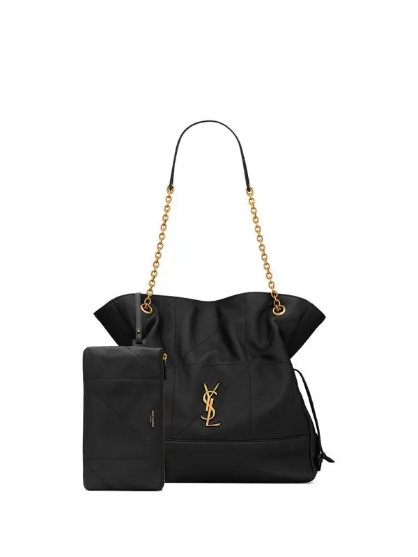 Saint Laurent Jamie Shopping In Lambskin - Black