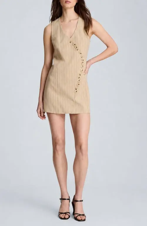 KENNETH COLE COLLECTION Curved Button Detail Pinstripe Minidress