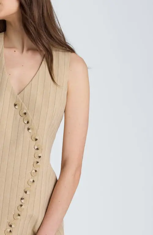 KENNETH COLE COLLECTION Curved Button Detail Pinstripe Minidress
