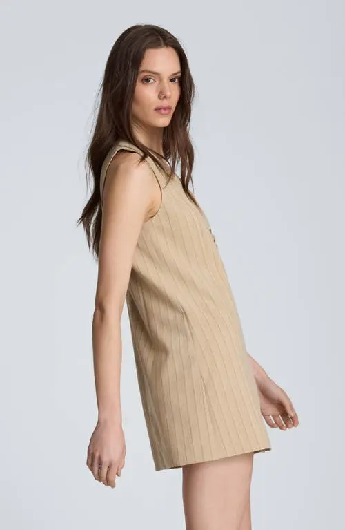KENNETH COLE COLLECTION Curved Button Detail Pinstripe Minidress