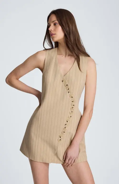 KENNETH COLE COLLECTION Curved Button Detail Pinstripe Minidress