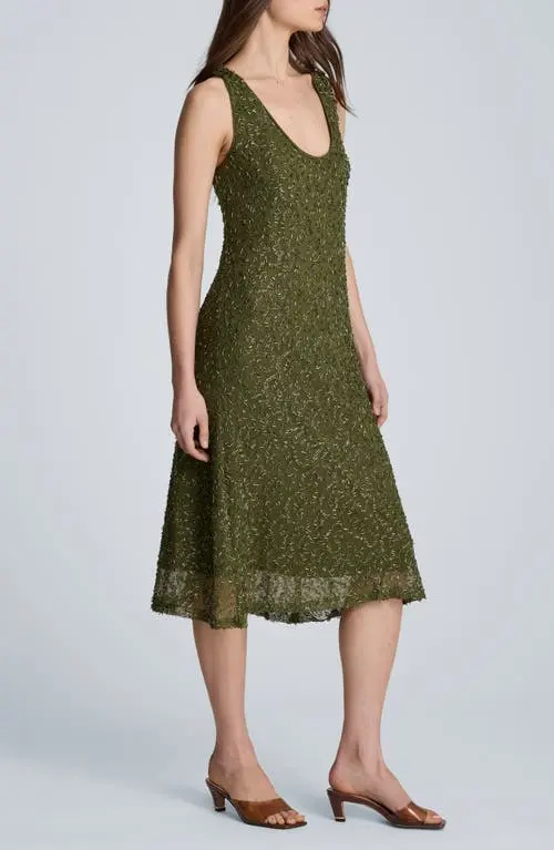 KENNETH COLE COLLECTION Bugle Bead Detail Tank Midi Dress