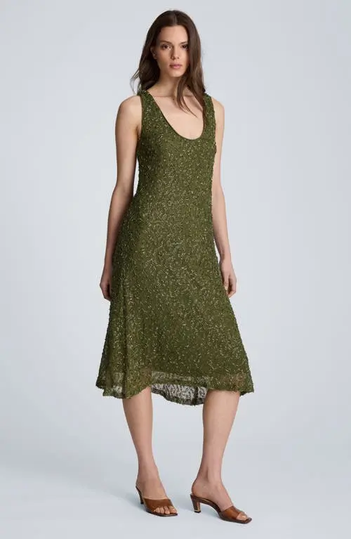 KENNETH COLE COLLECTION Bugle Bead Detail Tank Midi Dress