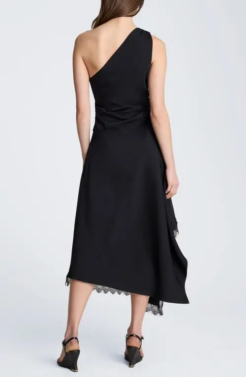 KENNETH COLE COLLECTION One-shoulder Lace Hem Asymmetric Dress