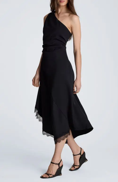 KENNETH COLE COLLECTION One-shoulder Lace Hem Asymmetric Dress