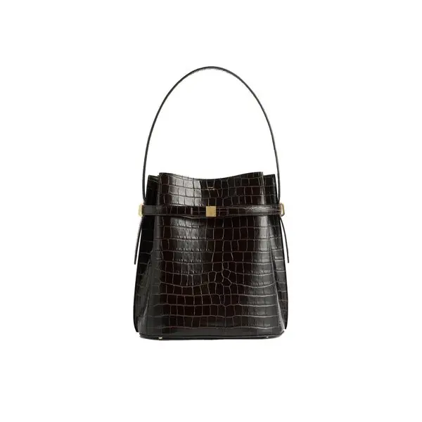 TOTEME Croc-embossed Bucket Bag - Brown