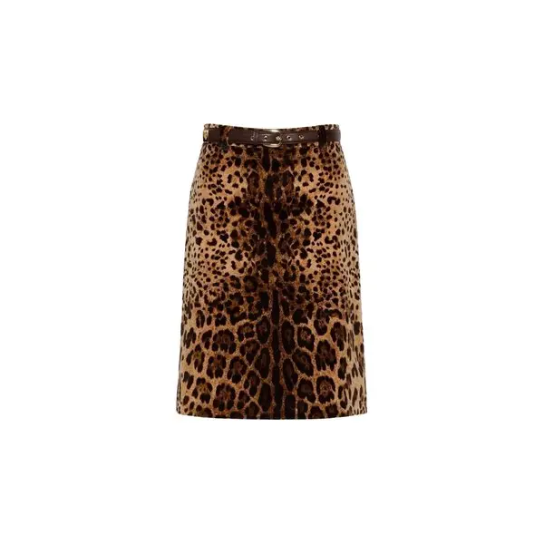 Max Mara Leopard Falange Skirt - Brown
