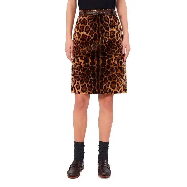 Max Mara Leopard Falange Skirt - Brown