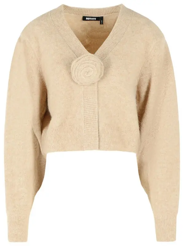 ROTATE BY BIRGER CHRISTENSEN Beige Alpaca Blend Cardigan - Cream