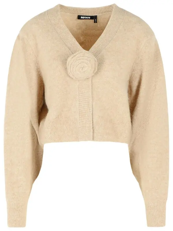 ROTATE BY BIRGER CHRISTENSEN Beige Alpaca Blend Cardigan - Cream